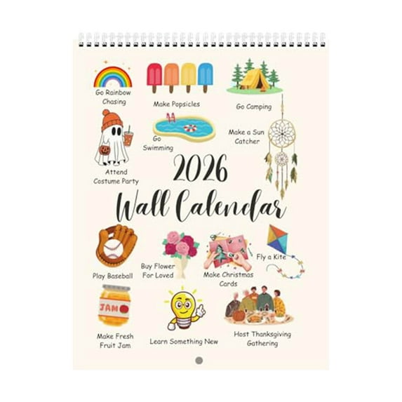 2026 12 Month Hanging Wall Planner Cute Design Vertical Monthly Wall ...