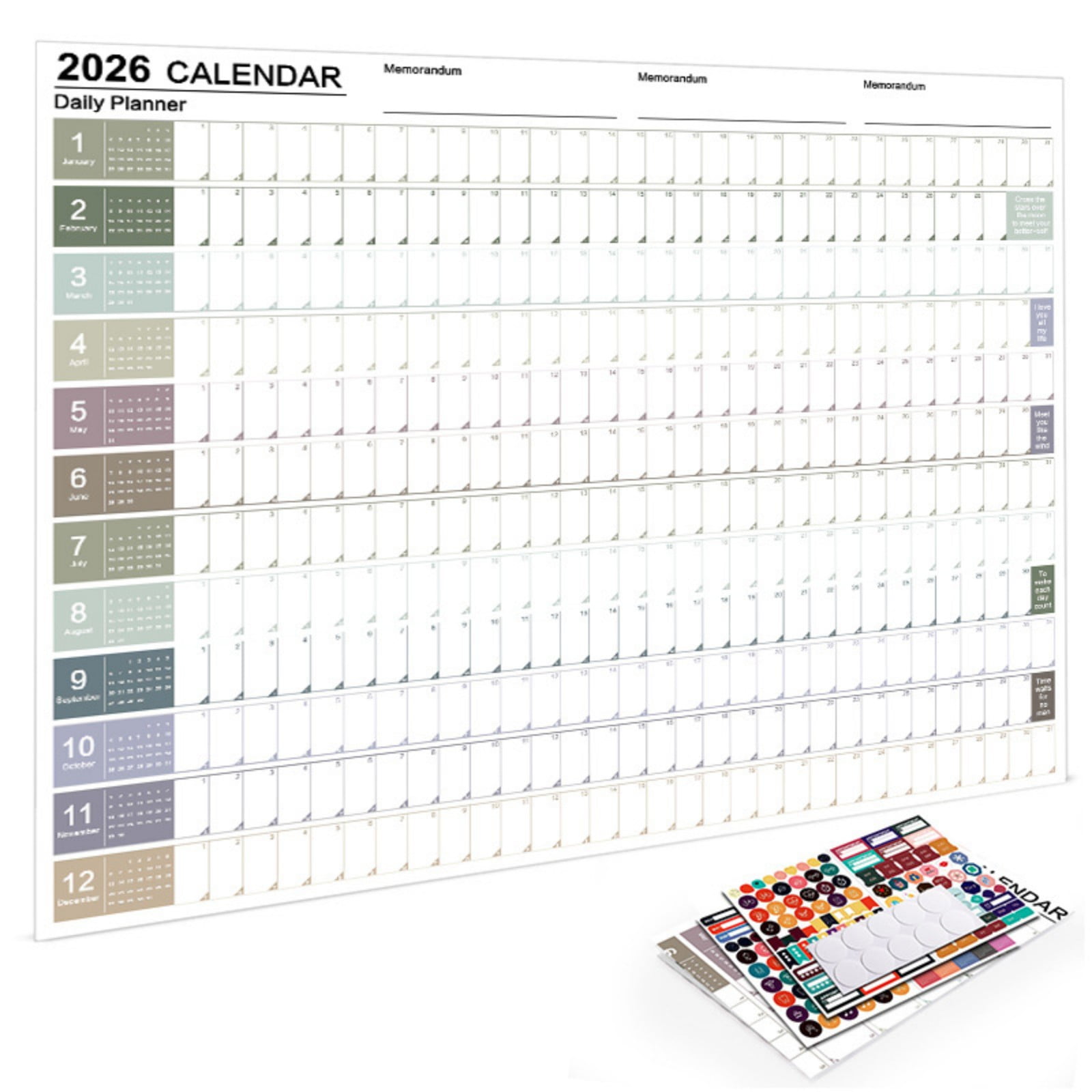 2026 12 Month Wall Calendar with Holiday Tracking Goal Setting Pages ...
