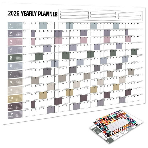 2026 12 Month Wall Calendar with Holiday Tracking Goal Setting Pages ...