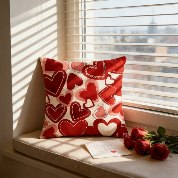2026 1PC 18x18 Inch Pillow Cover Set: Soft Fabric Romantic Valentine ...