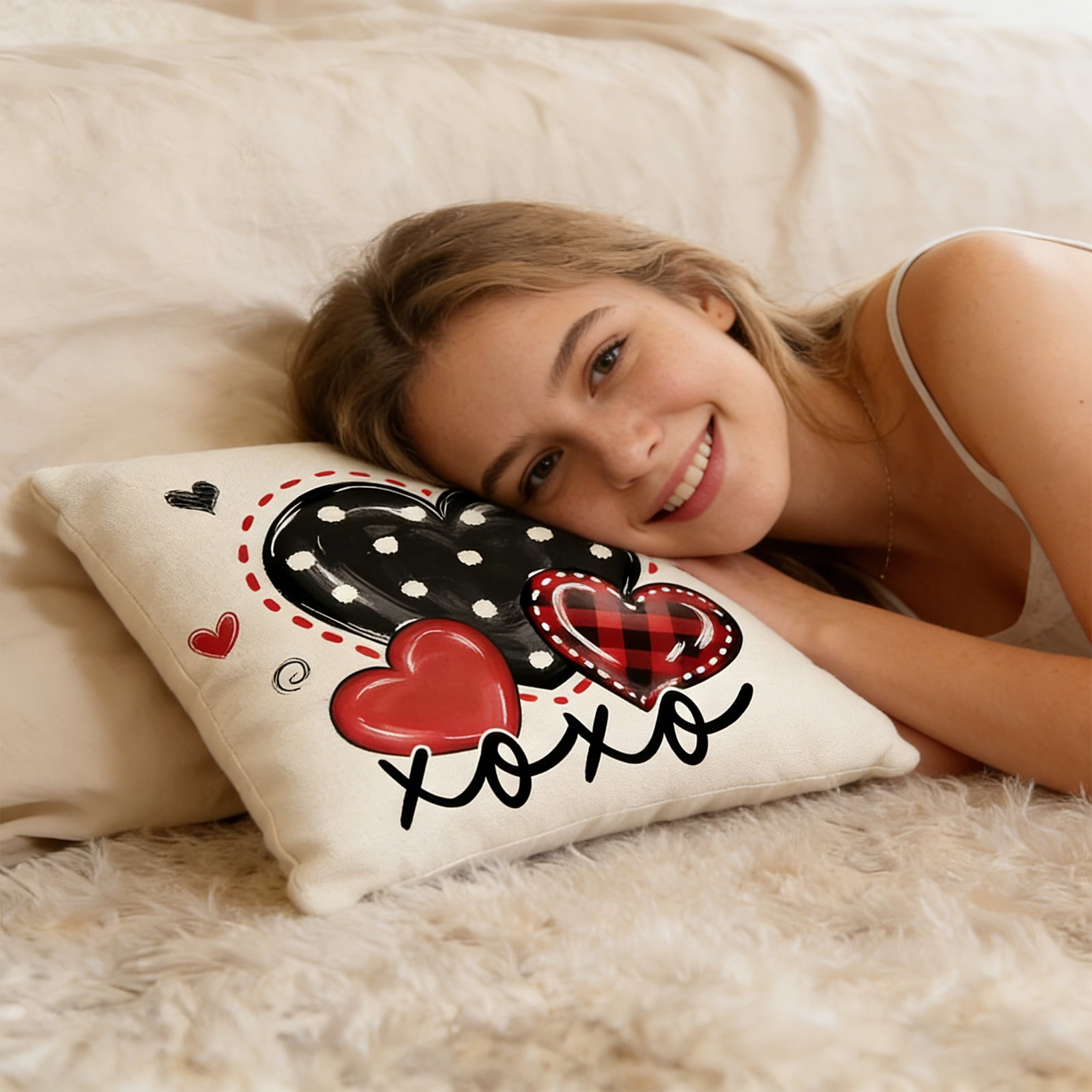 2026 1PC 18x18 Inch Pillow Cover Set: Soft Fabric Romantic Valentine ...