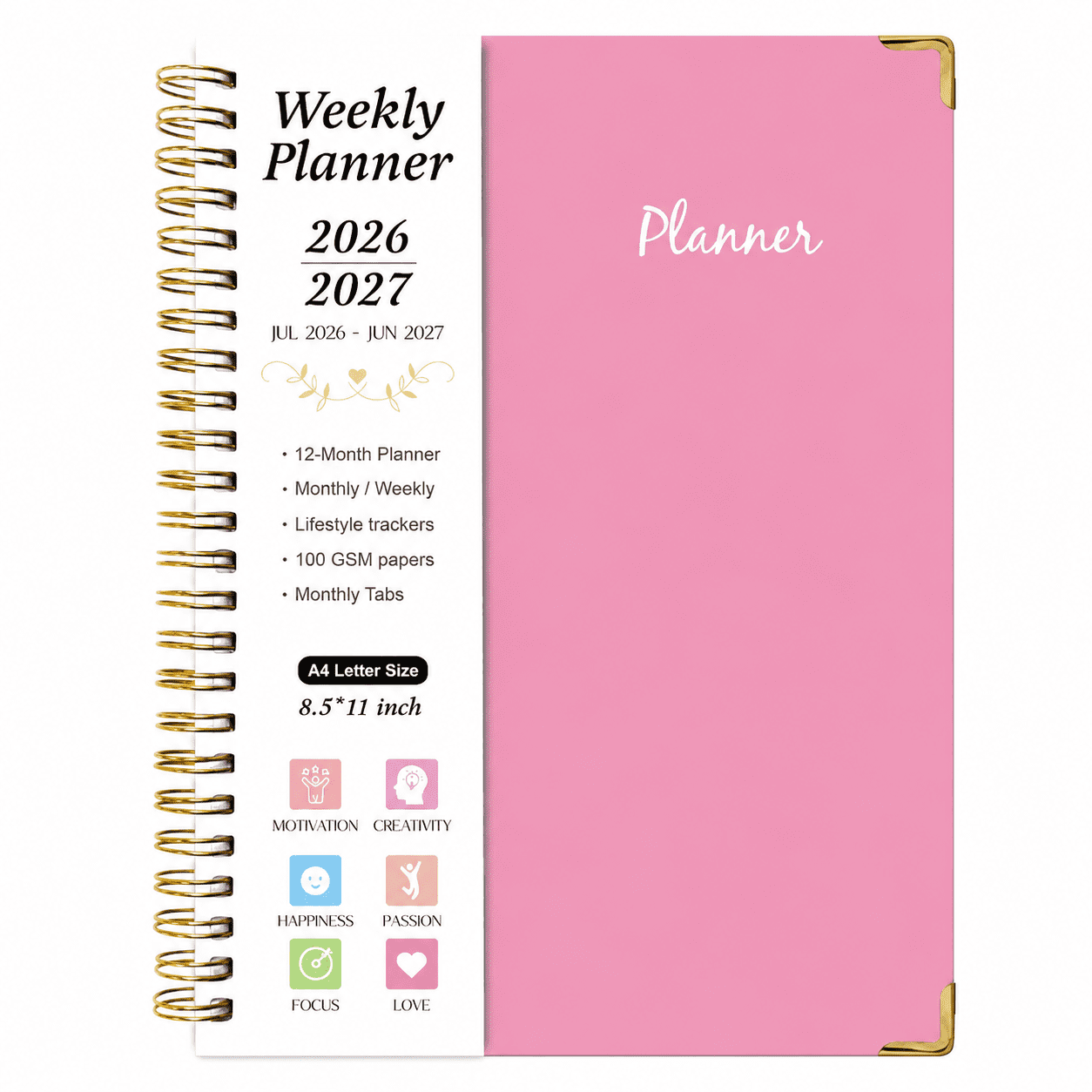 2026-2027 A4 Spiral Bound Planner, English Notebook Journal ...