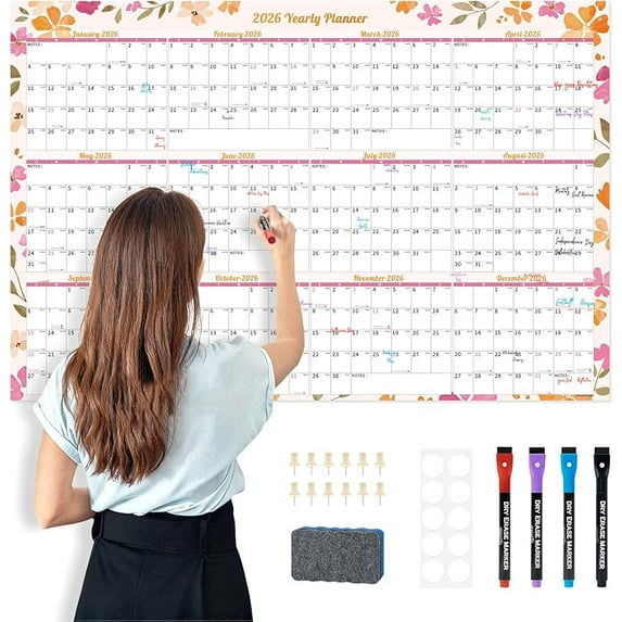 2026-2027 Full Year Wall Calendar Large Folded Calendar for School ...