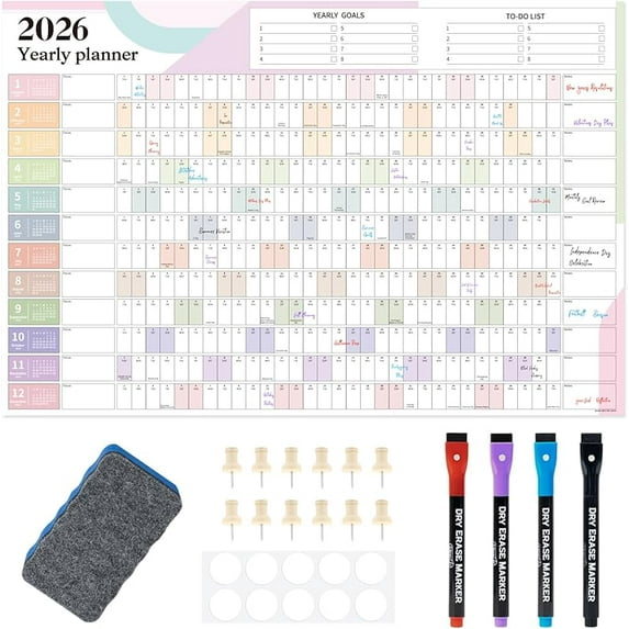 2026-2027 Full Year Wall Calendar Large Folded Calendar for School ...