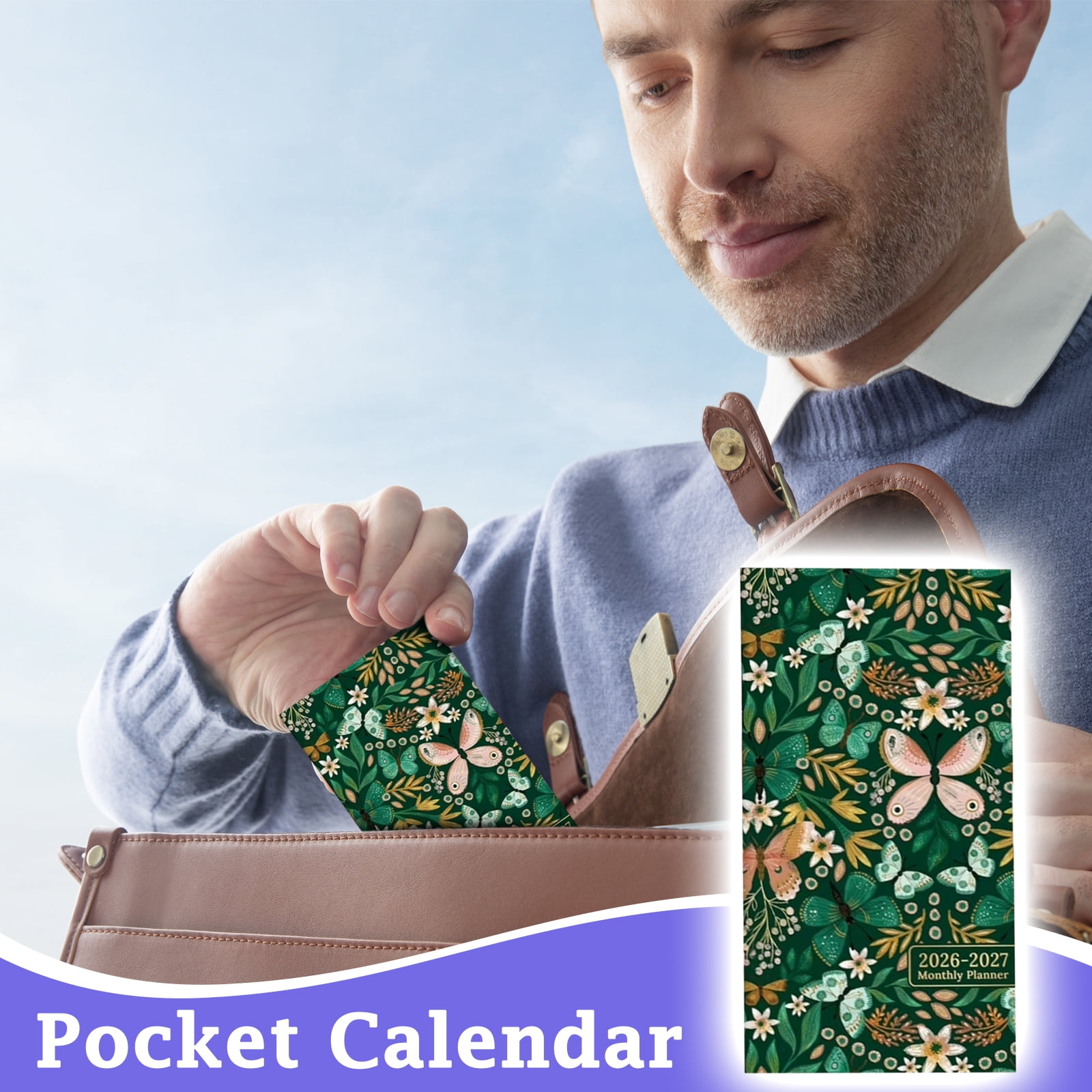 2026-2027 Two Year Monthly Planner Floral Pocket 3 12 x 6 - (Butterfly ...