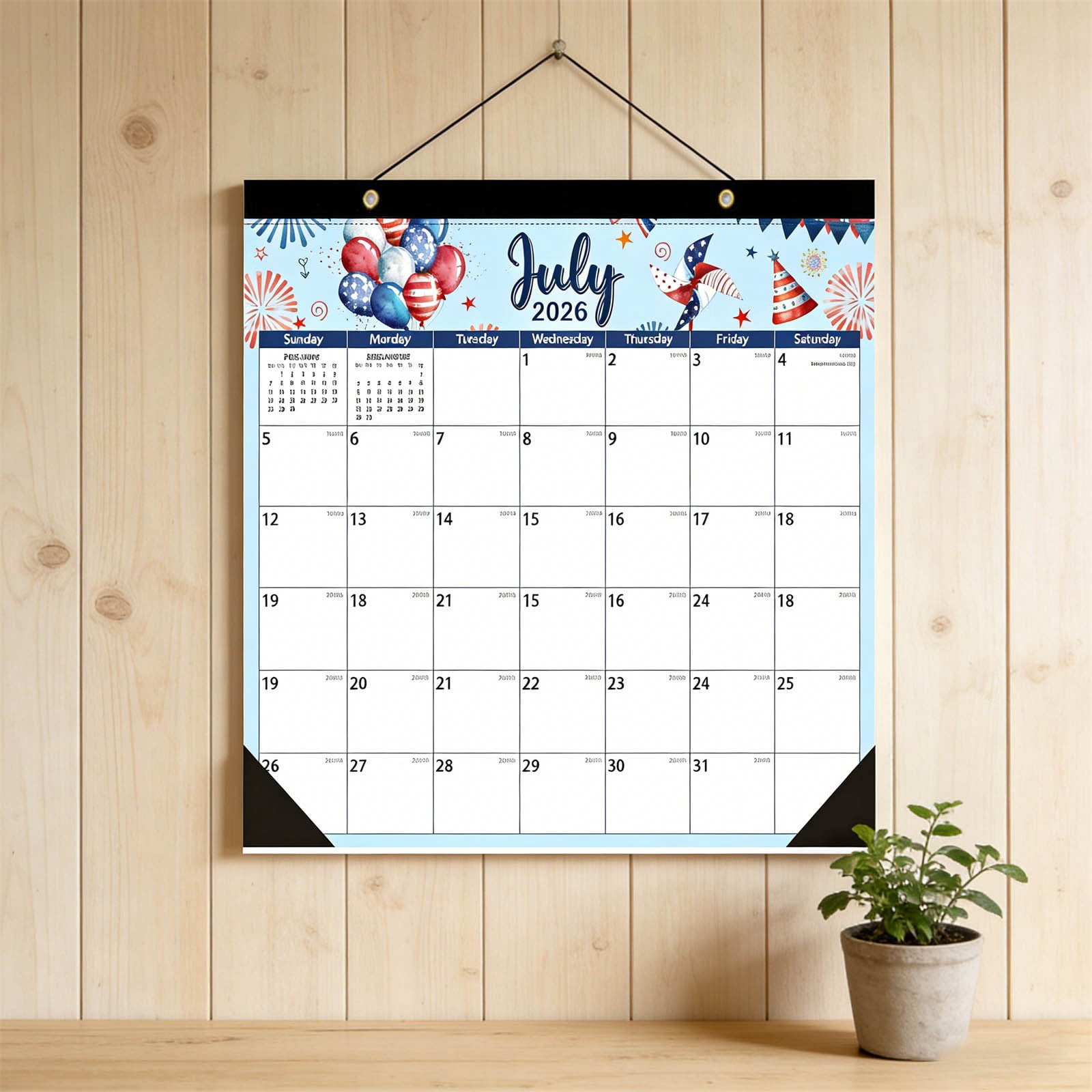 2026-2027 Wall Calendar 18 Month US-Holidays Edition - Black Edge ...