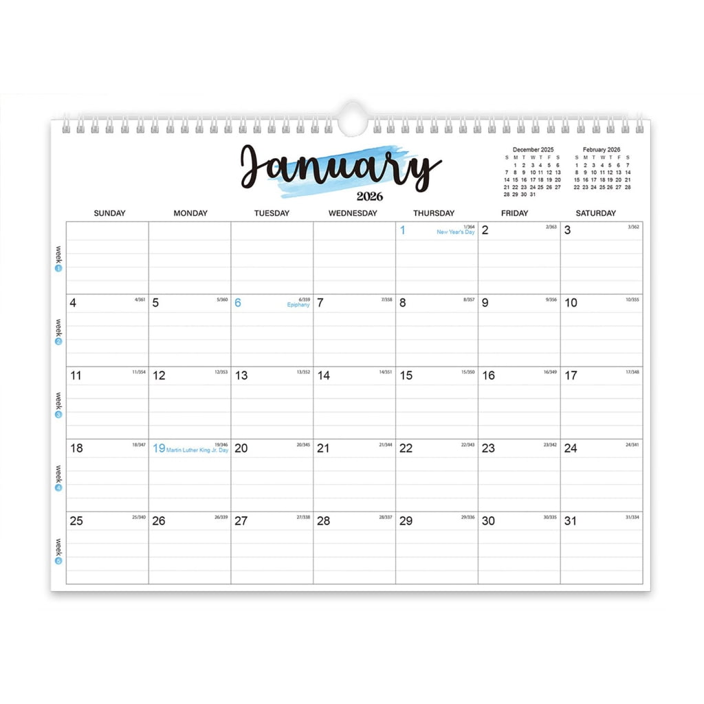 2026-2027 Wall Calendar Twin Coil Binding Calendar from Jan 2026 to Jun ...
