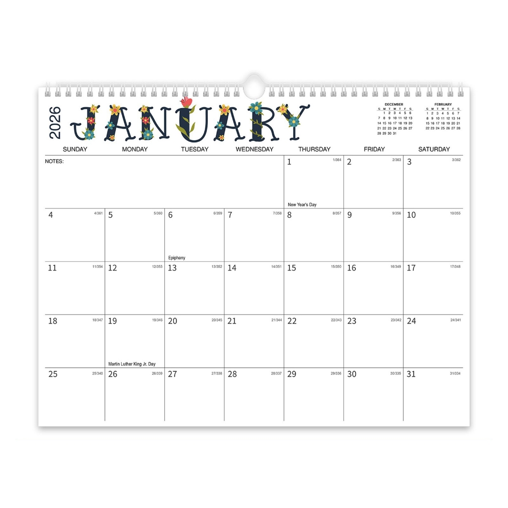 2026-2027 Wall Calendar Twin Coil Binding Calendar from Jan 2026 to Jun ...