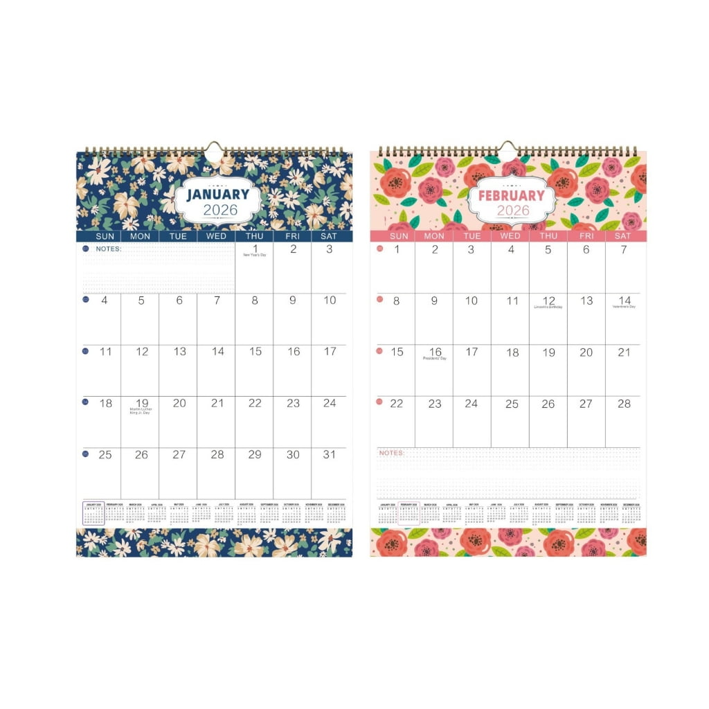 2026-2027 Wall Calendar Planner With Unlined Daily Blocks and Date ...