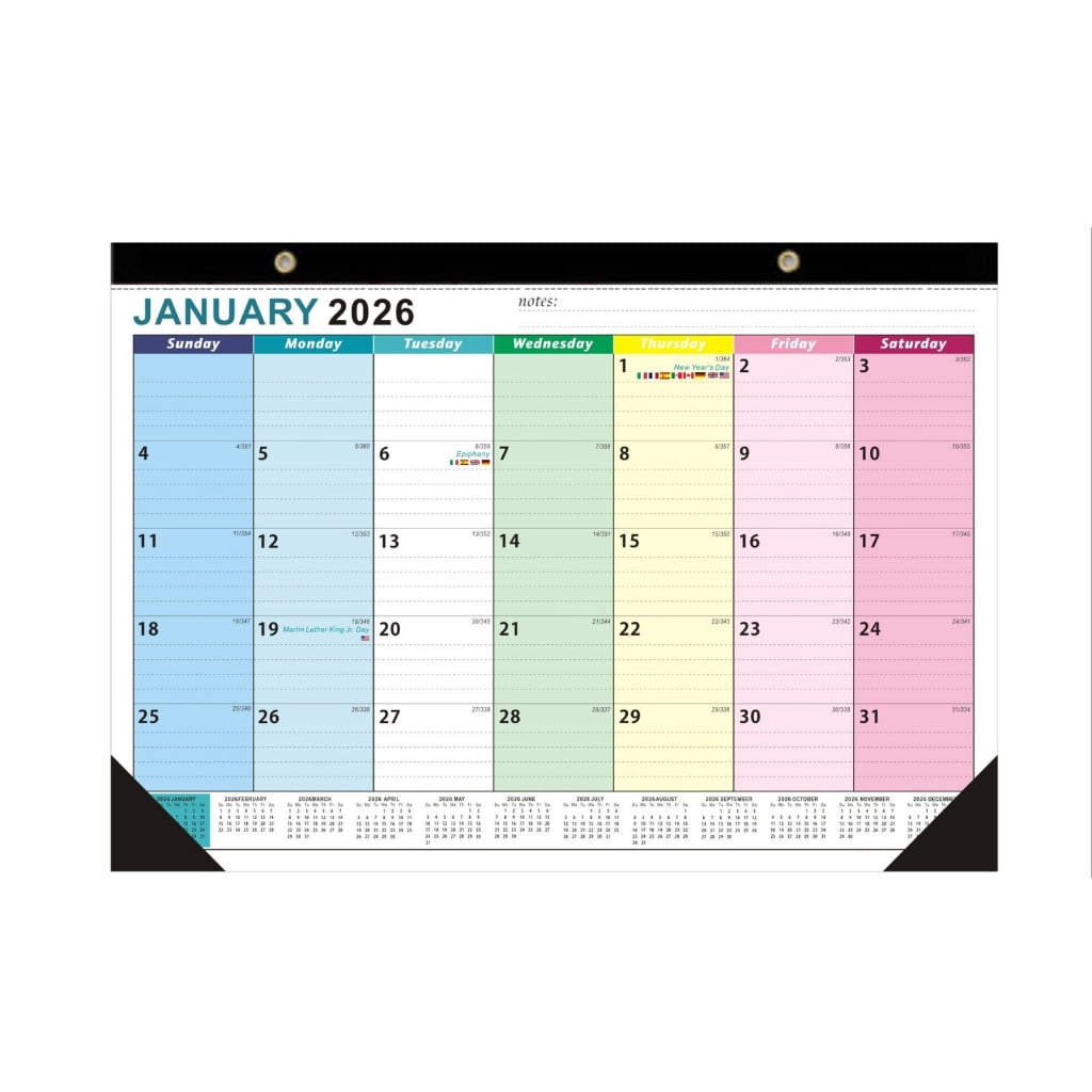 2026-2027 Wall Calendar Planner With Unlined Daily Blocks and Date ...