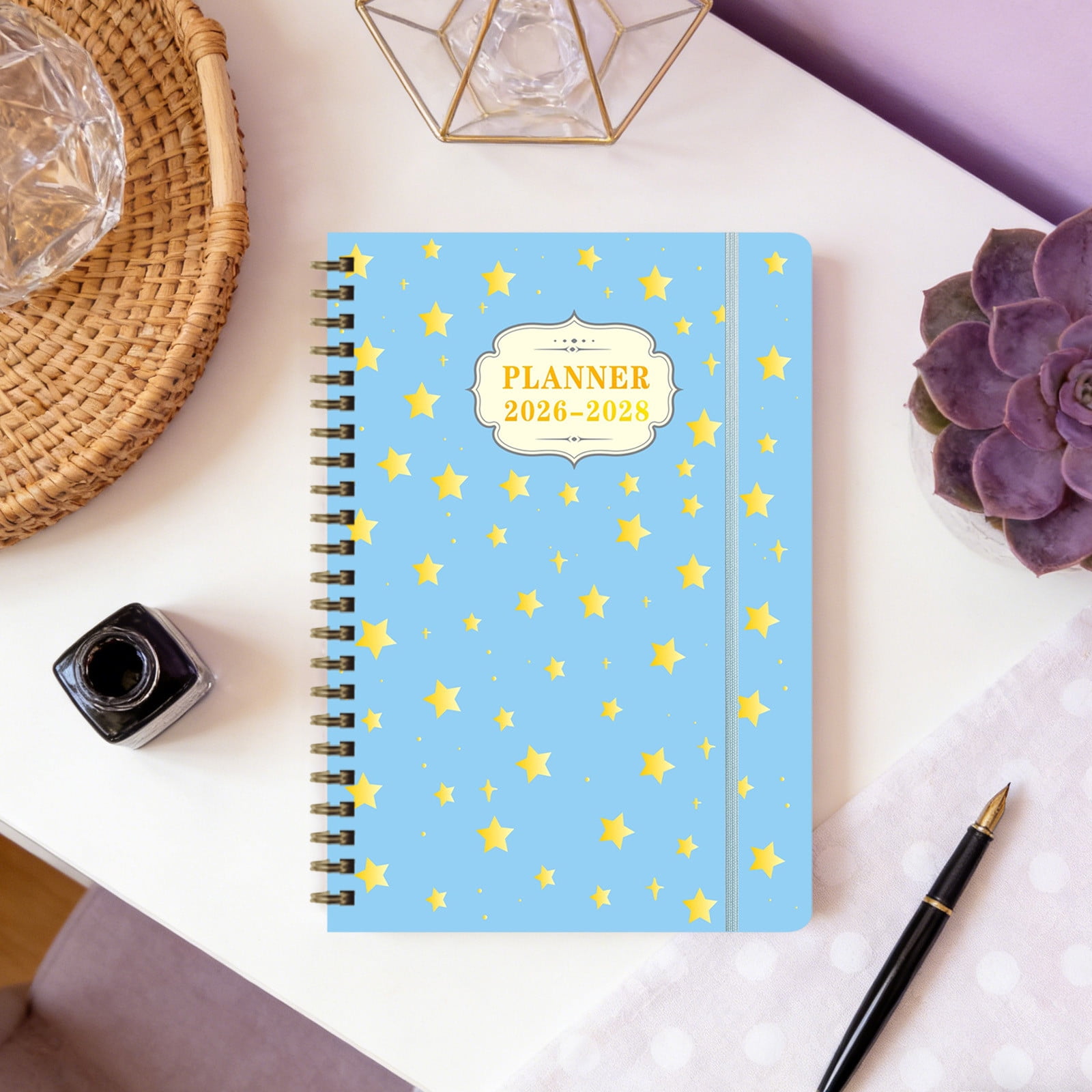 2026-2028 3-Year English Planner Notebook, Star-Patterned Calendar ...