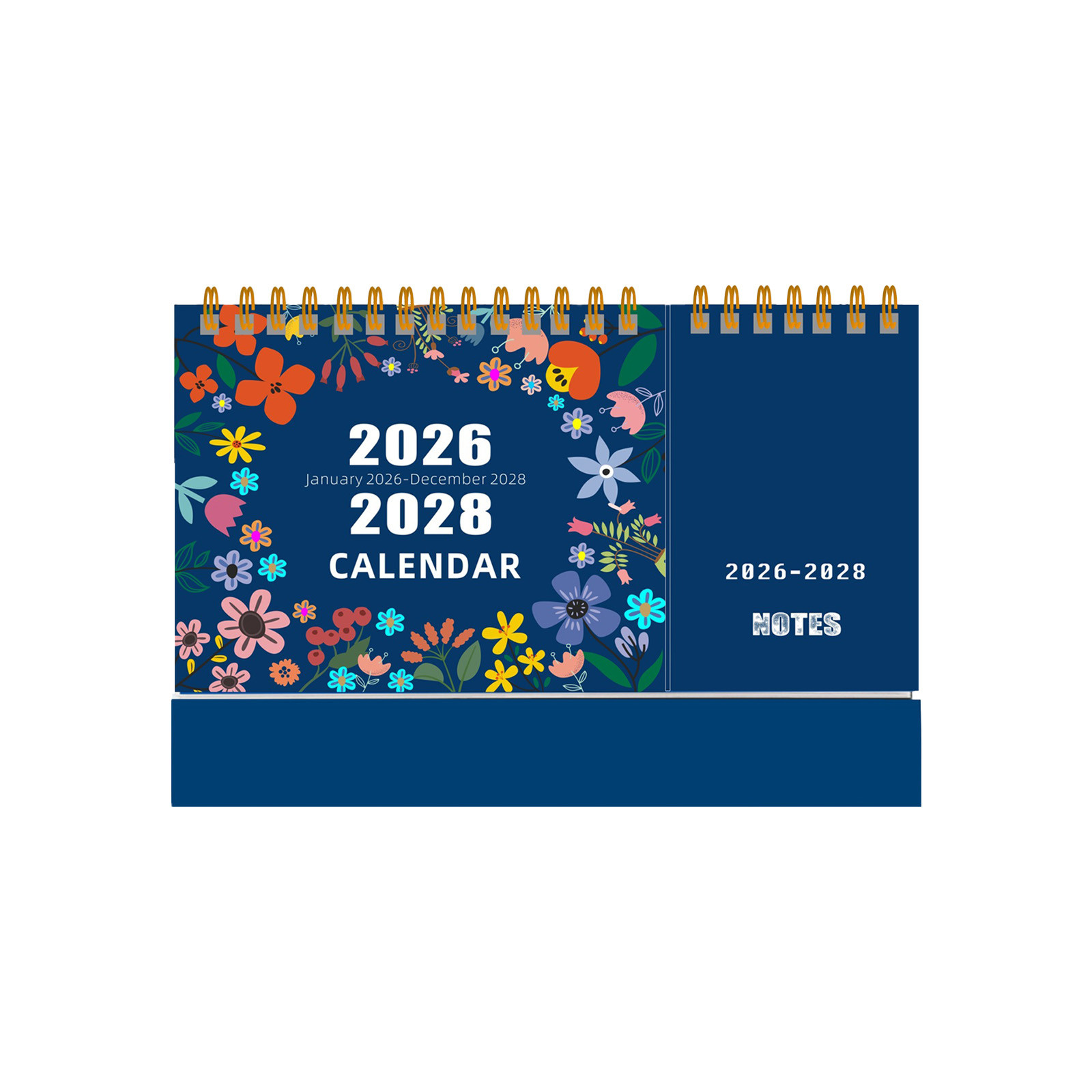 2026-2028 Desk Calendar 36 Months, Blue Standing Flip Calendar with ...