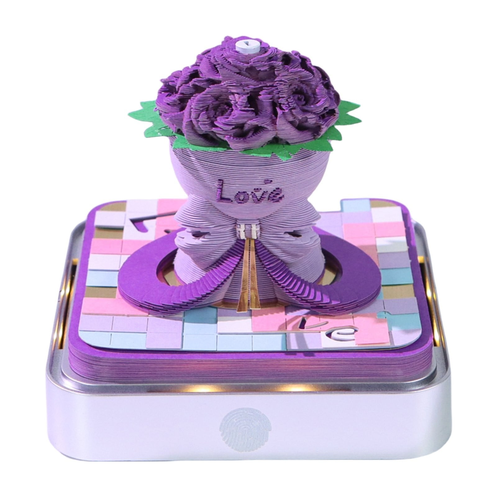 2026 3D Valentine's Day LED Light Up Rose Bouquet Desk Calendar & Tear ...