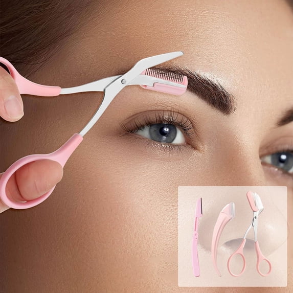 2026 3PCS Eyebrow Trimmers Scissors With Comb Professionals Precision ...