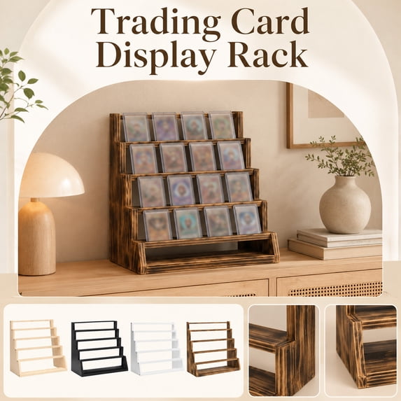 2026 5-Tier Trading Card Display Stand with Top Storage，Wood Card ...