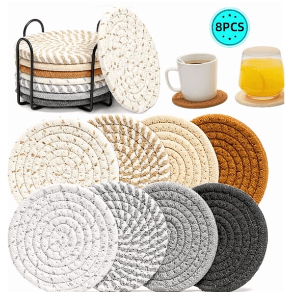 2026 8 Pieces Boho Coasters for Drinks, Absorbent Drink Coasters Set ...