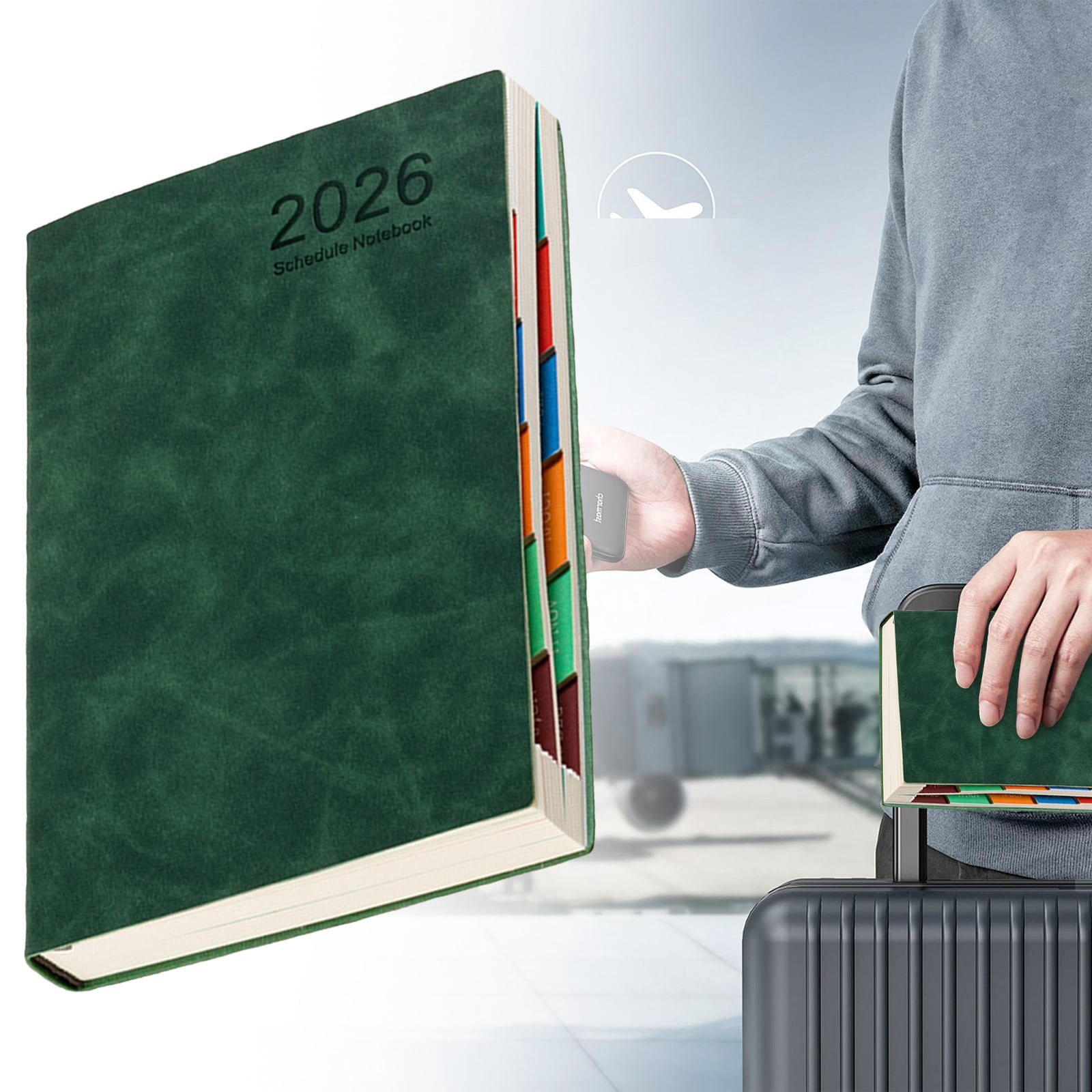 2026 A5 PU Leather Weekly Planner Compact Portable Planning Pad Ribbon ...