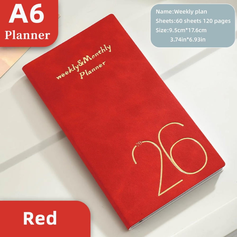 2026 A6 Portable Planner With Bookmark, Index 64 Sheets 128 Pages -3.7 ...