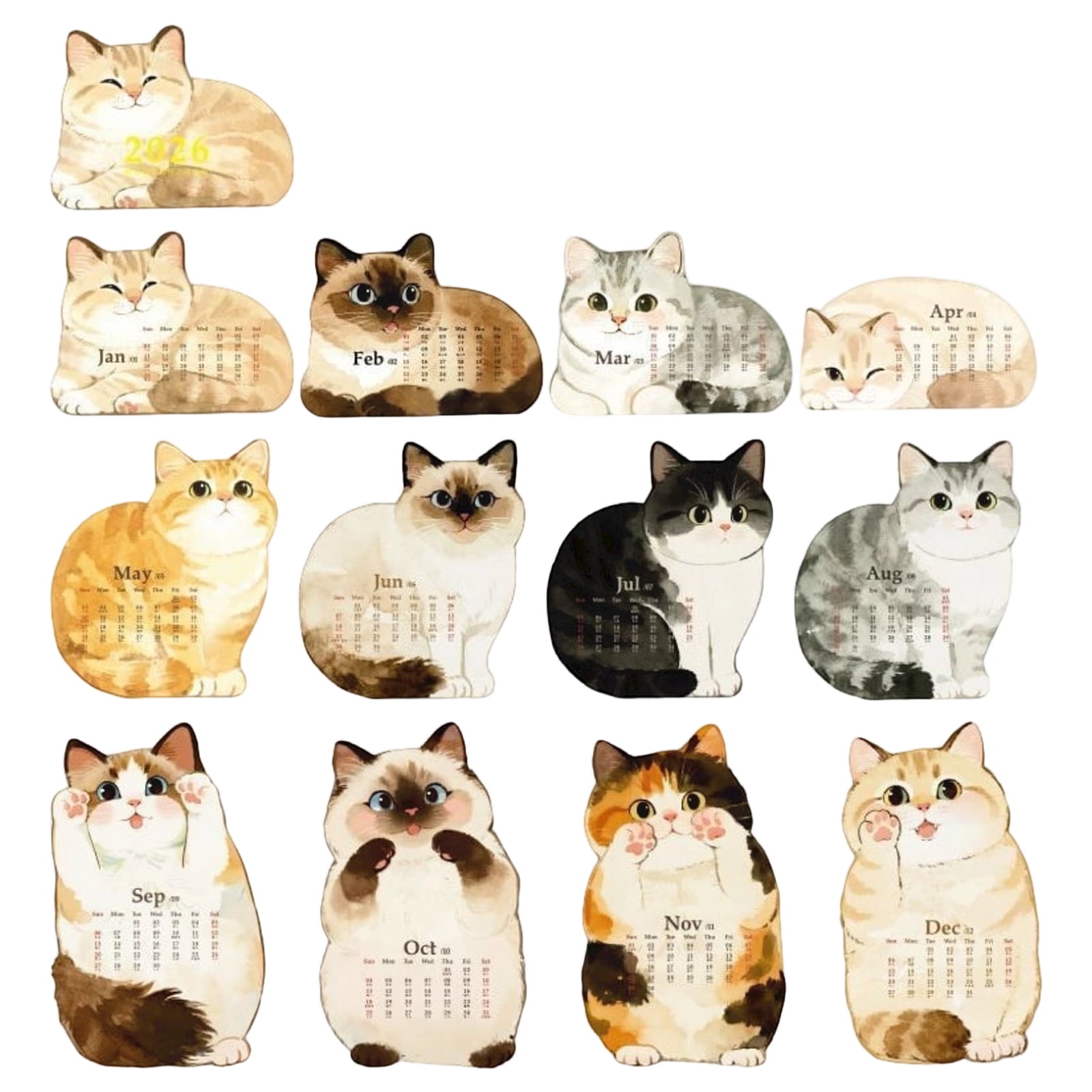 2026 Adorable 3D Pet Illustration Calendar, Cute Cartoon Kitten Design ...
