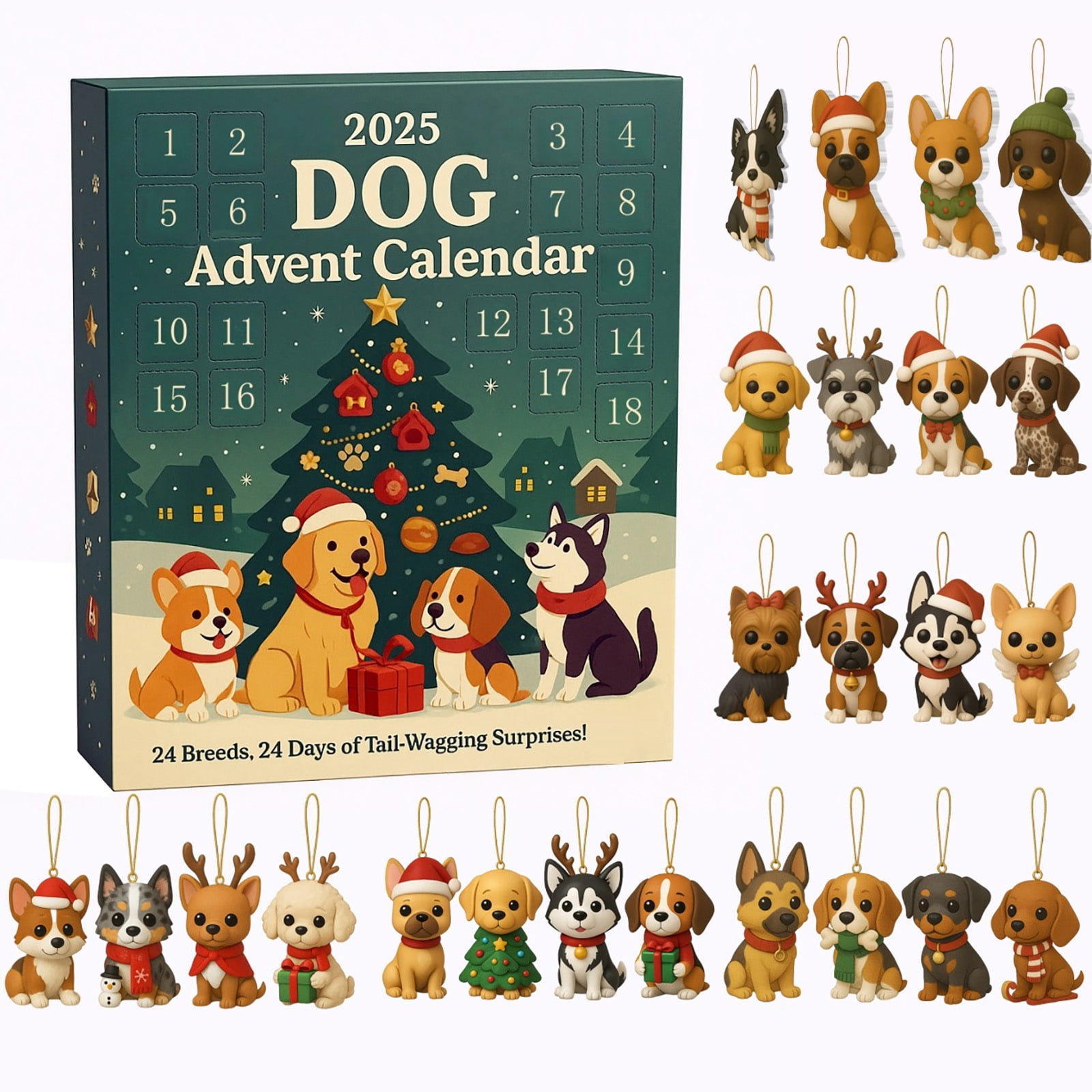 2026 Advent Calendar Christmas Countdown, 24 Day Christmas Countdown Calendar with 2D Dogs ...