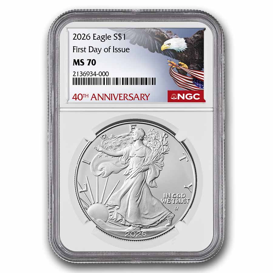 2026 American Silver Eagle MS-70 NGC (FDI, 40th Anniversary) - Walmart.com