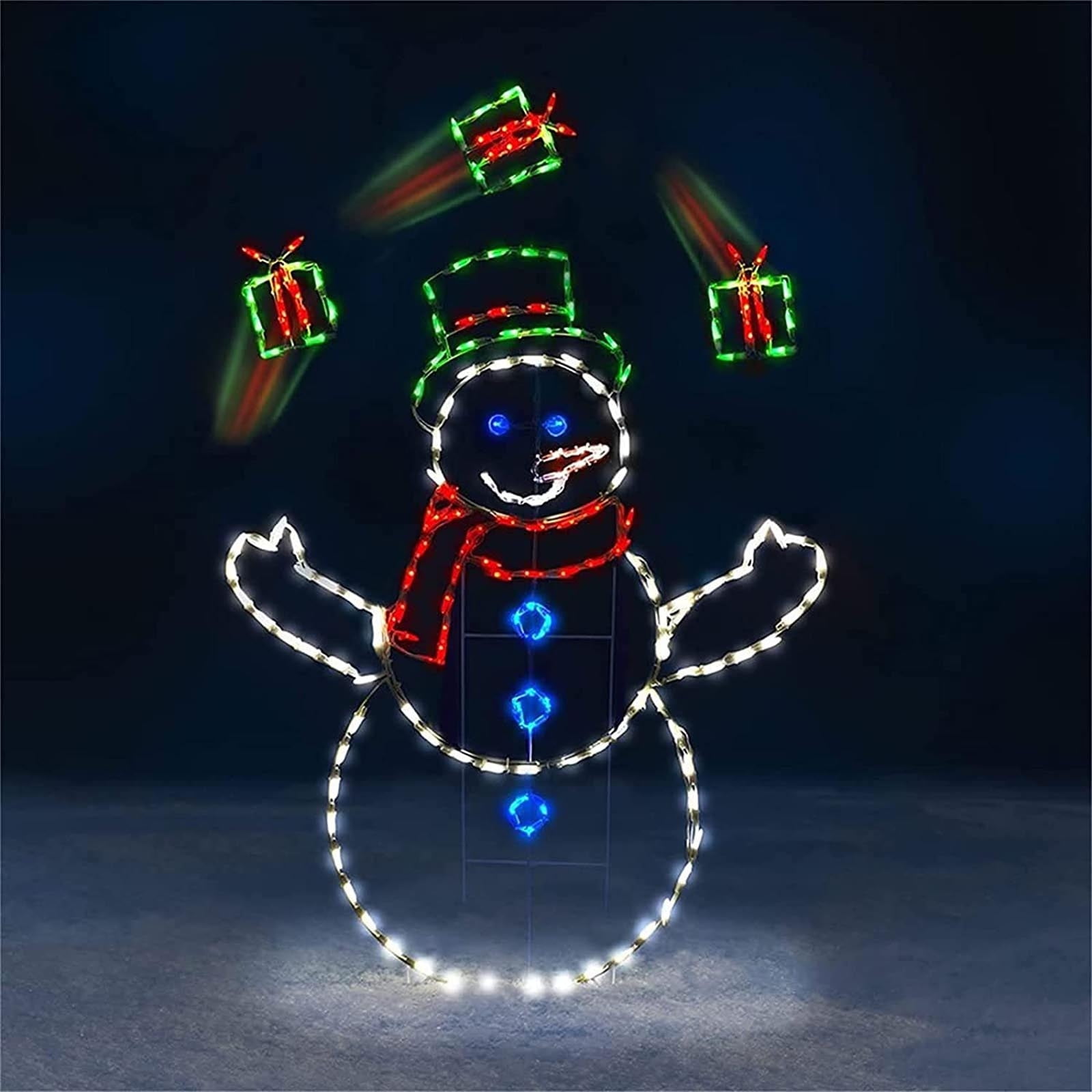 2026 Animated Snowball Fight Light String Christmas Outdoor Garden Snow ...