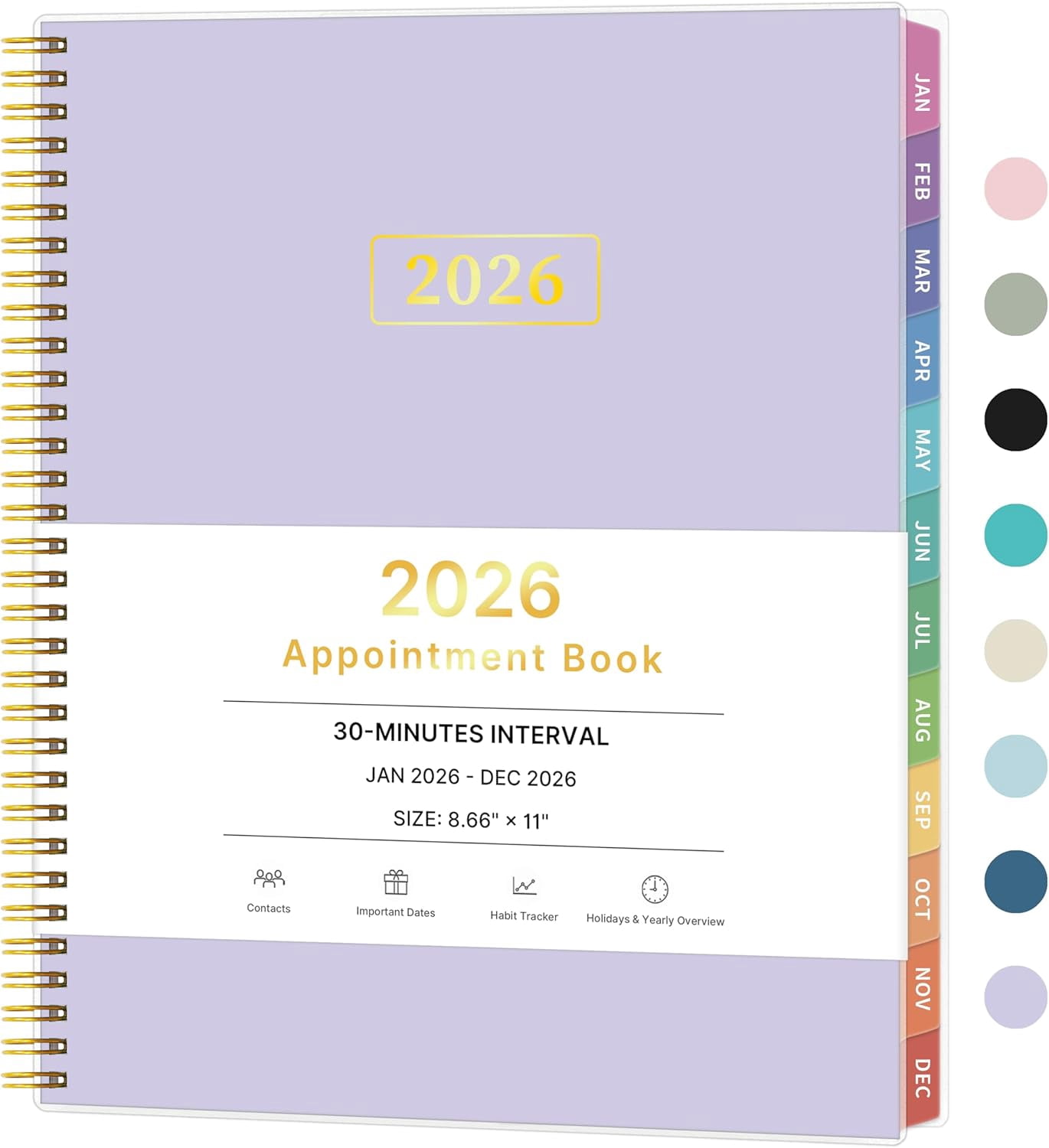 2026 Appointment Book, 30 Minutes-Hourly, Weekly ＆ Monthly Calendar ...