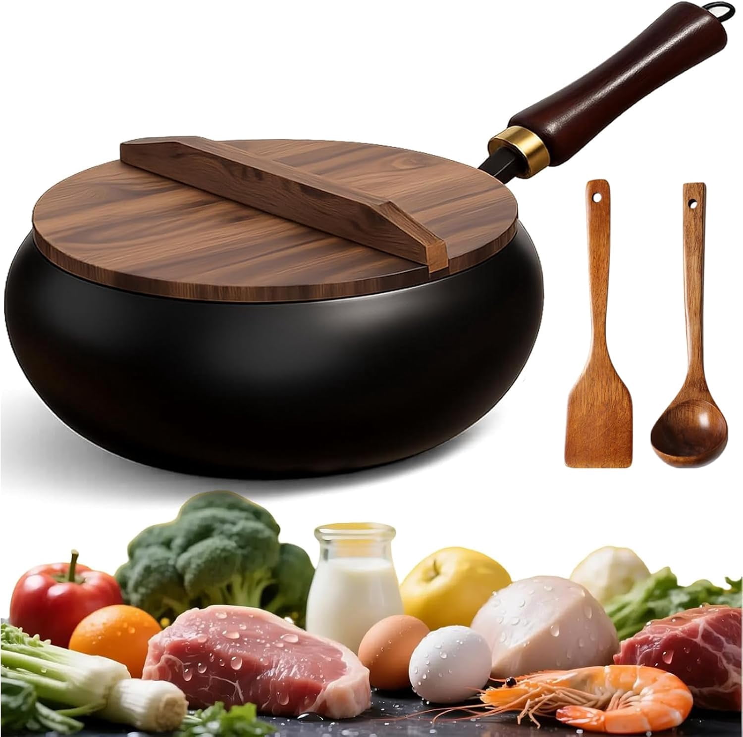 2026 Asian Cast Iron Pot, Uncoated Cast Iron Wok Pan, Hand Hammered ...