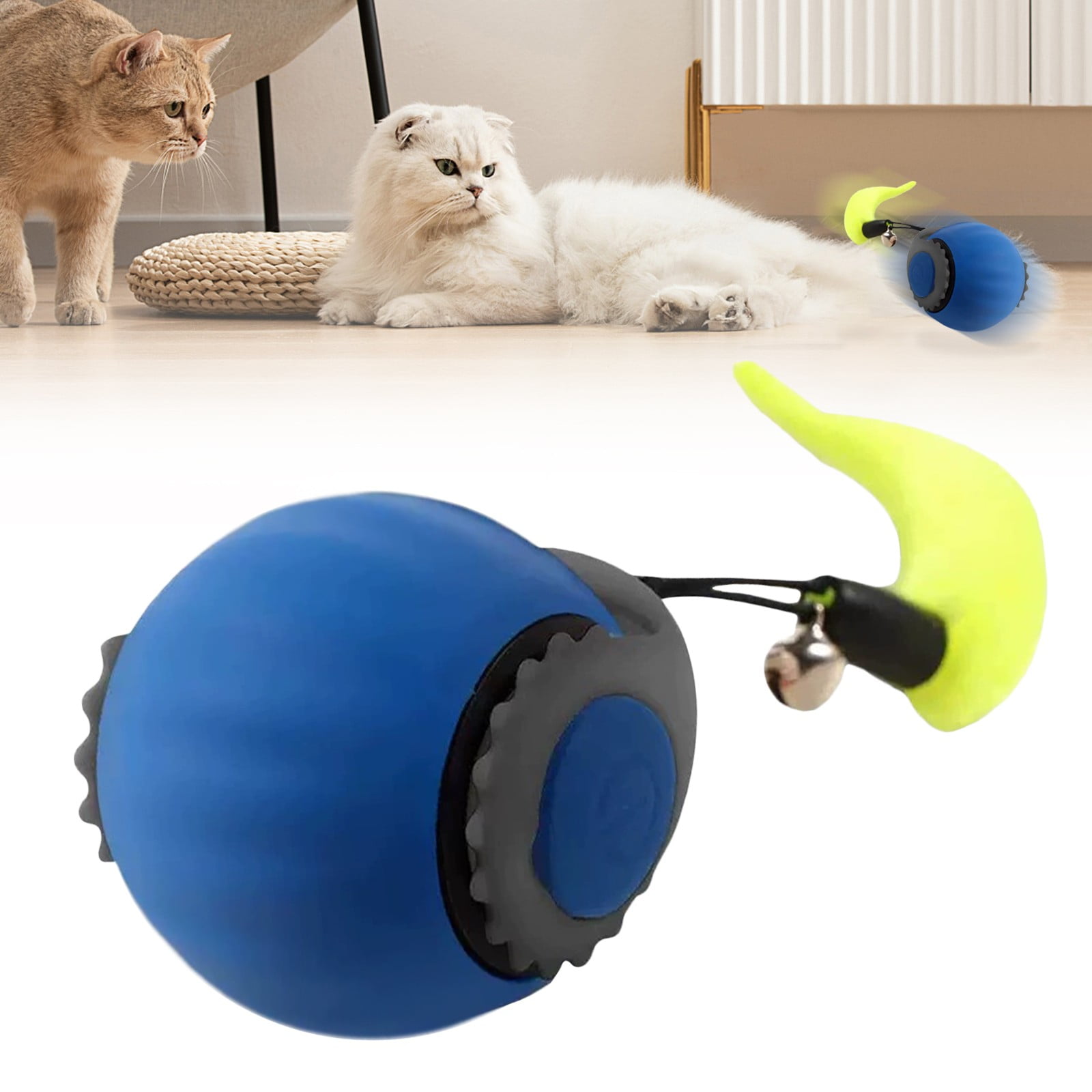 2026 Automatic Moving Blue Cat Toy Ball with Tail, Smart Interactive ...