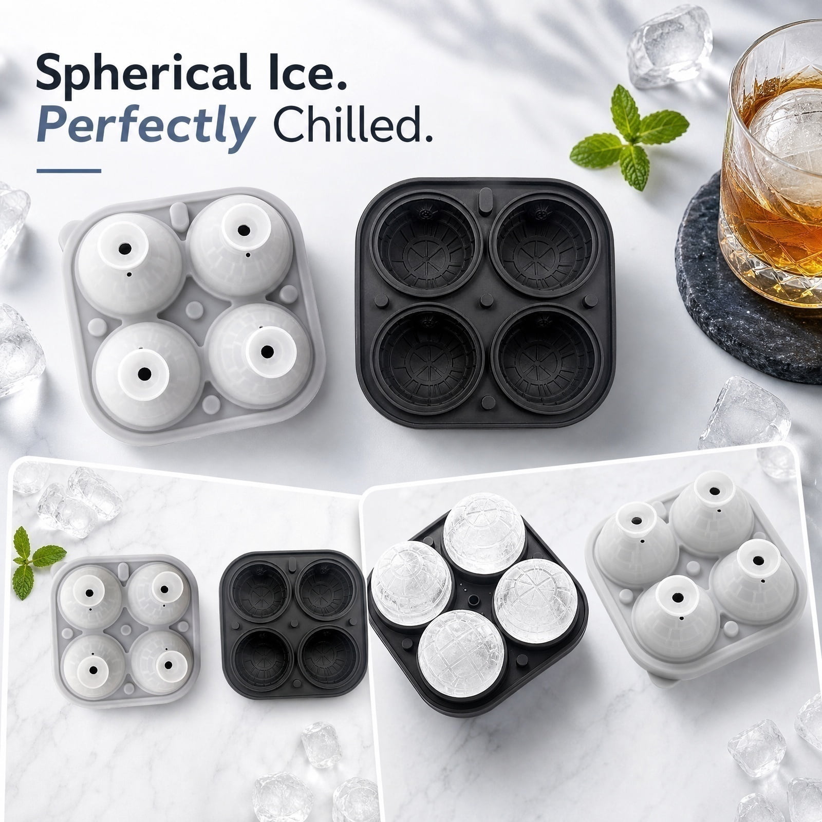 2026 Ball Ice Maker Mold, 2.2" Large Sphere Round Ice Mold for ...