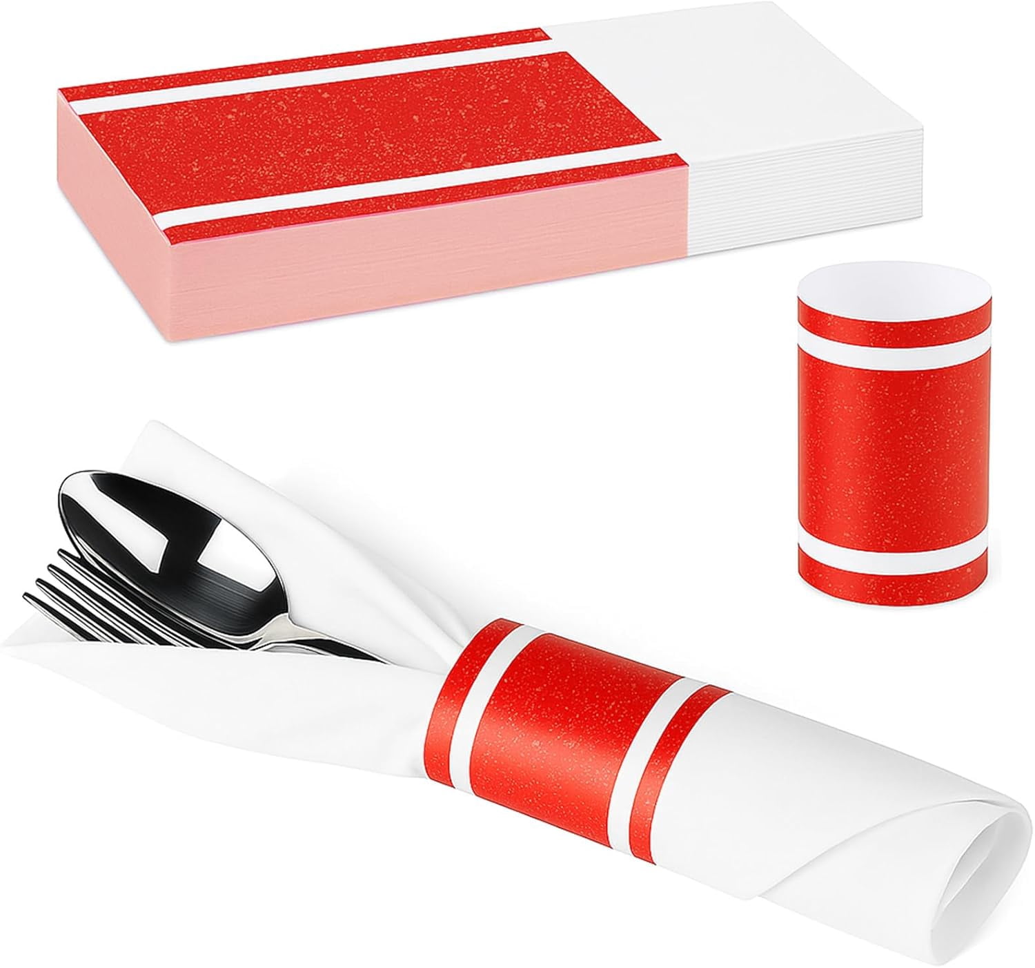 2026 Best 100Pcs Red Self Adhesive Napkin Bands, Disposable Paper ...