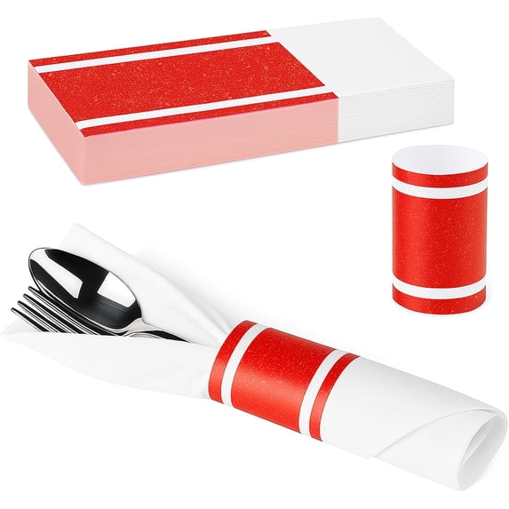 2026 Best 100Pcs Red Self Adhesive Napkin Bands, Disposable Paper ...