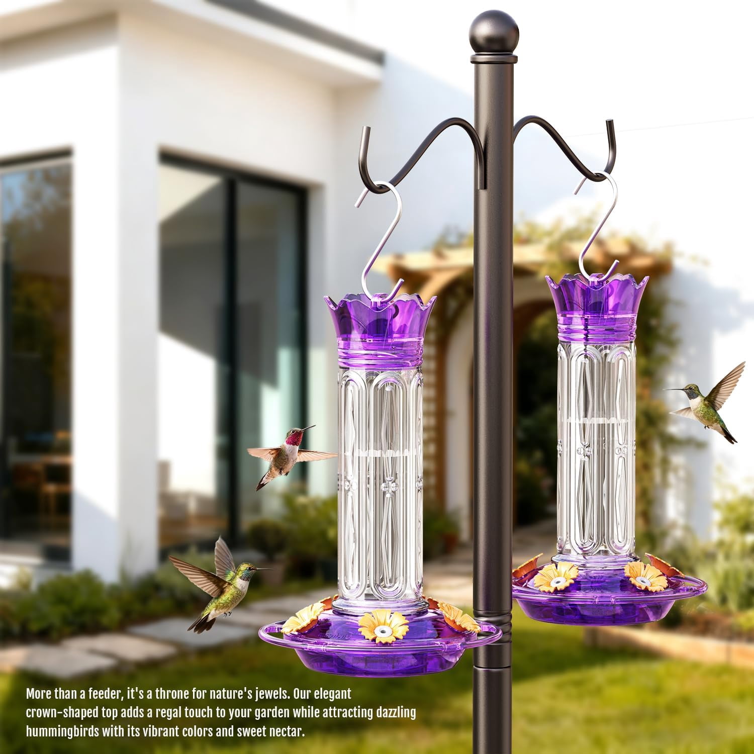 2026 Best 10oz Purple Hummingbird Feeder, Outdoor Plastic Feeder, 5 Bee ...