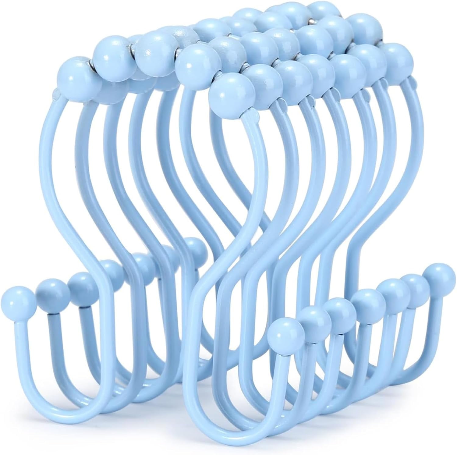 2026 Best 12 Pack Blue Double Hook Shower Curtain Hooks, Rustproof ...