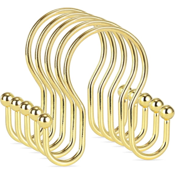 2026 Best 12 Pack Gold Stainless Steel Shower Curtain Hooks, Rustproof ...