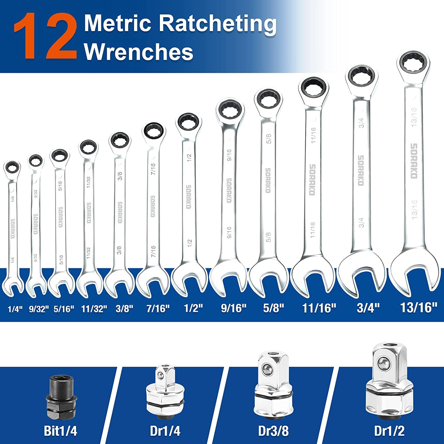 2026 Best 12Pcs Metric Ratcheting Combination Wrench Set, Polished CR-V ...