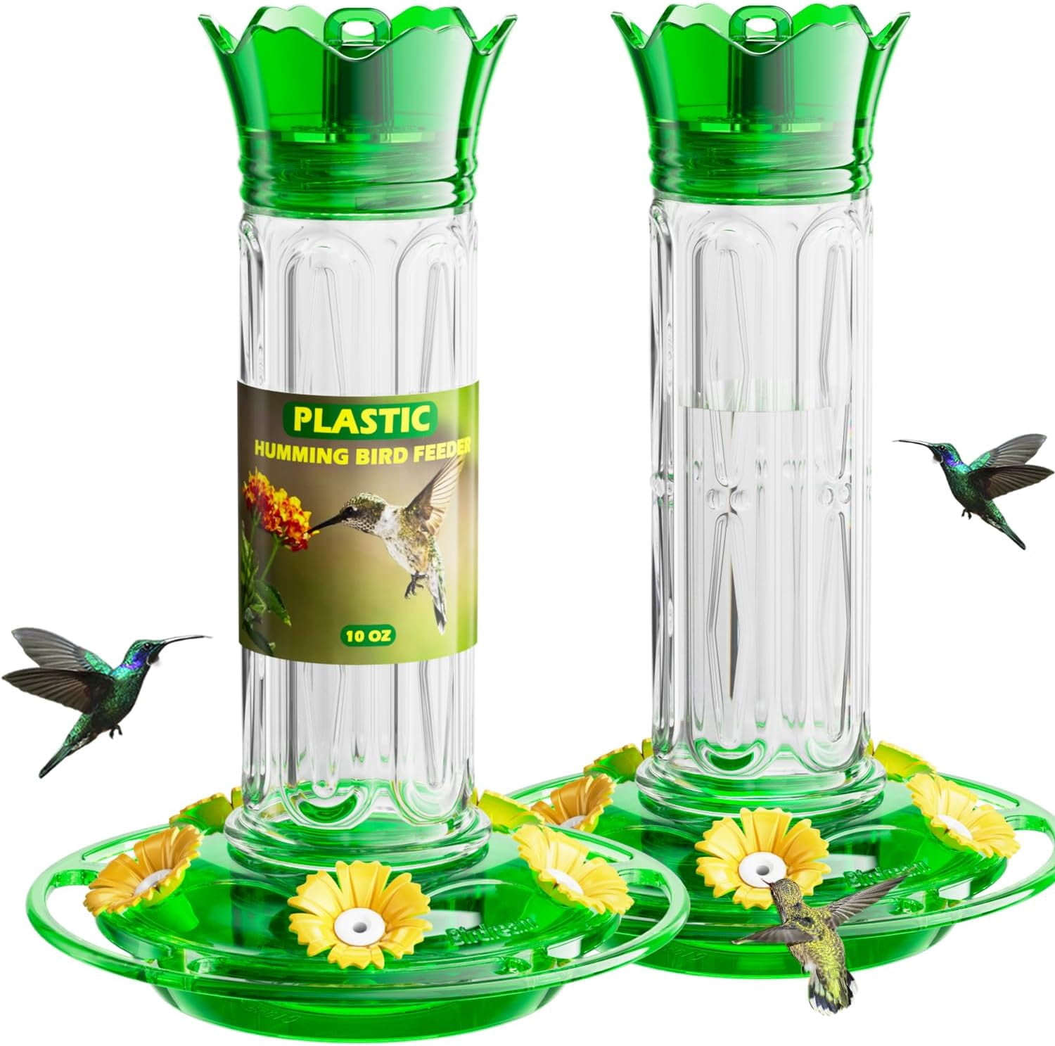 2026 Best 2 Pack 20oz Green Hummingbird Feeder, Outdoor Plastic Feeder ...