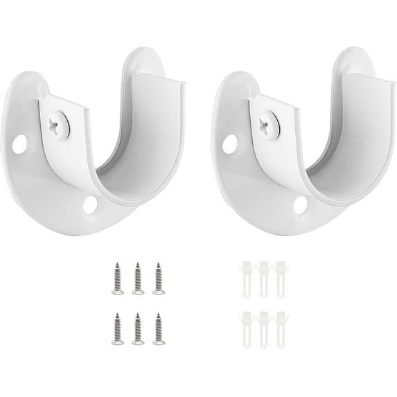 2026 Best 2 Pack White U-Shaped Stainless Steel Closet Rod End Supports ...