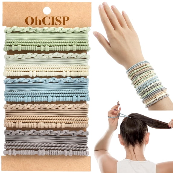 2026 Best 20 PCS Beaded Boho Hair Ties, 4 Styles Blue Elastic Bands, No ...