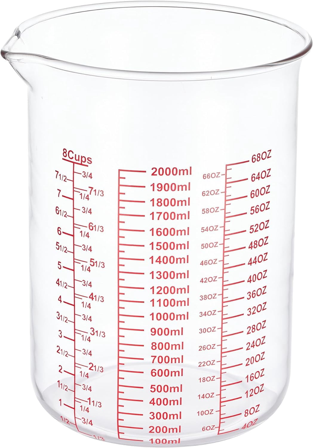 2026 Best 2000ML (64Oz/8Cup) High Borosilicate Glass Measuring Beaker ...