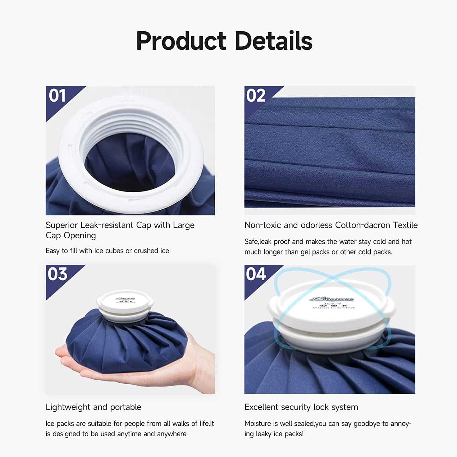 2026 Best 3 Sizes (6"/9"/11") Reusable Ice Bags, Leakproof Hot Cold ...