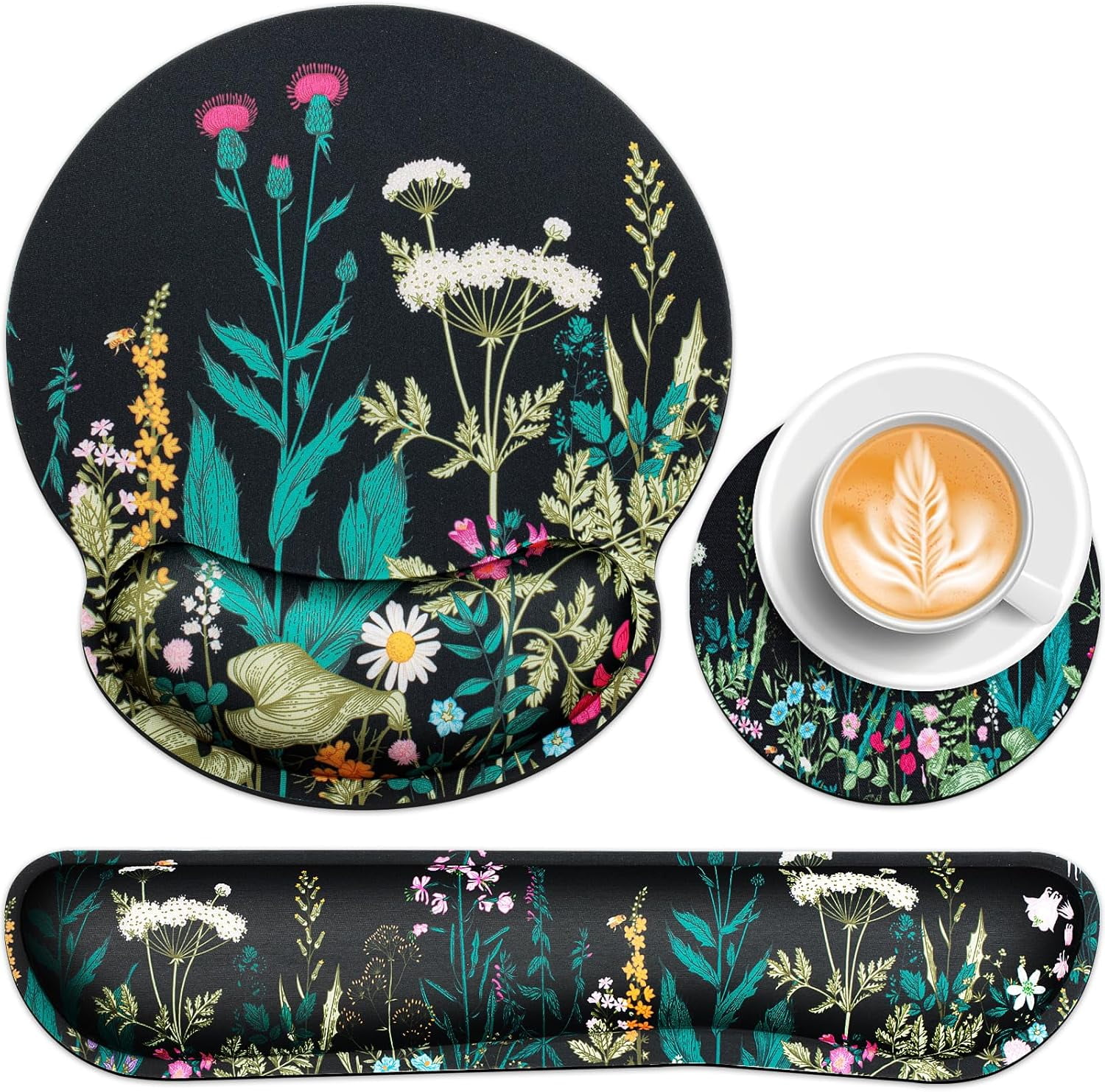 2026 Best 3-in-1 Mouse Pad with Wrist Rest, Floral Ergonomic Mousepad ...