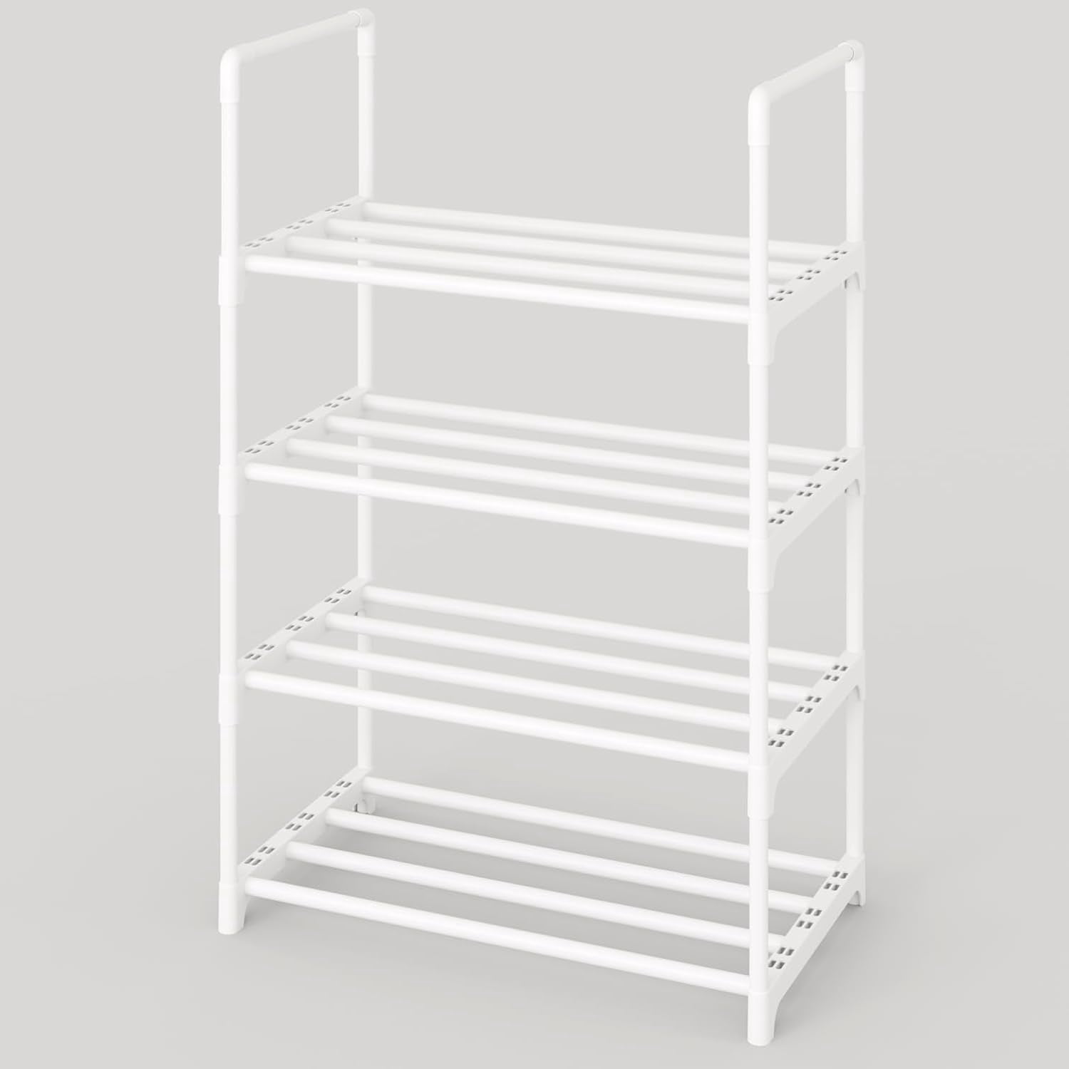2026 Best 4-Tier White Metal Stackable Shoe Rack, Narrow Shoe Shelf ...