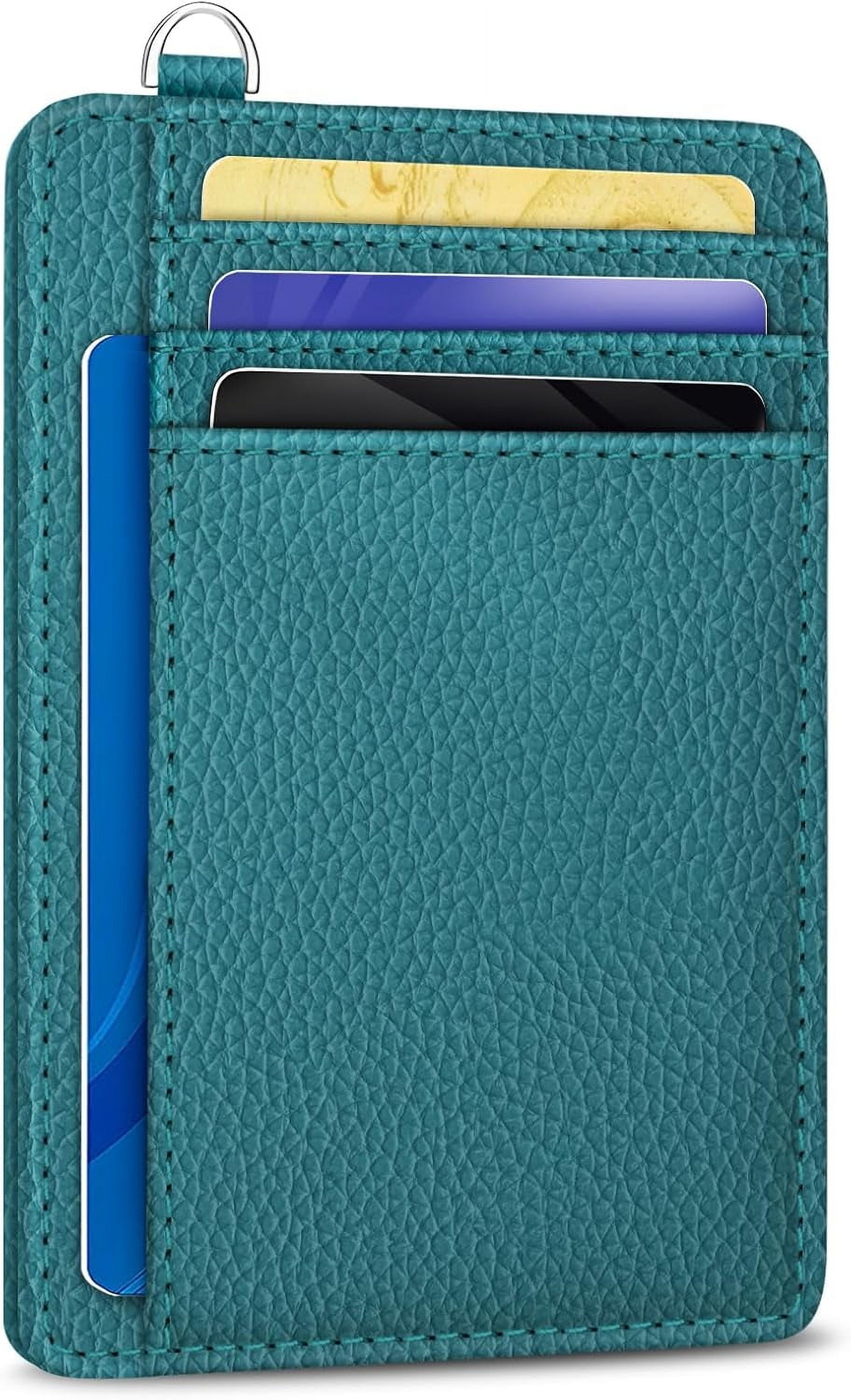 2026 Best Blue PU Leather Slim RFID Blocking Credit Card Holder for ...