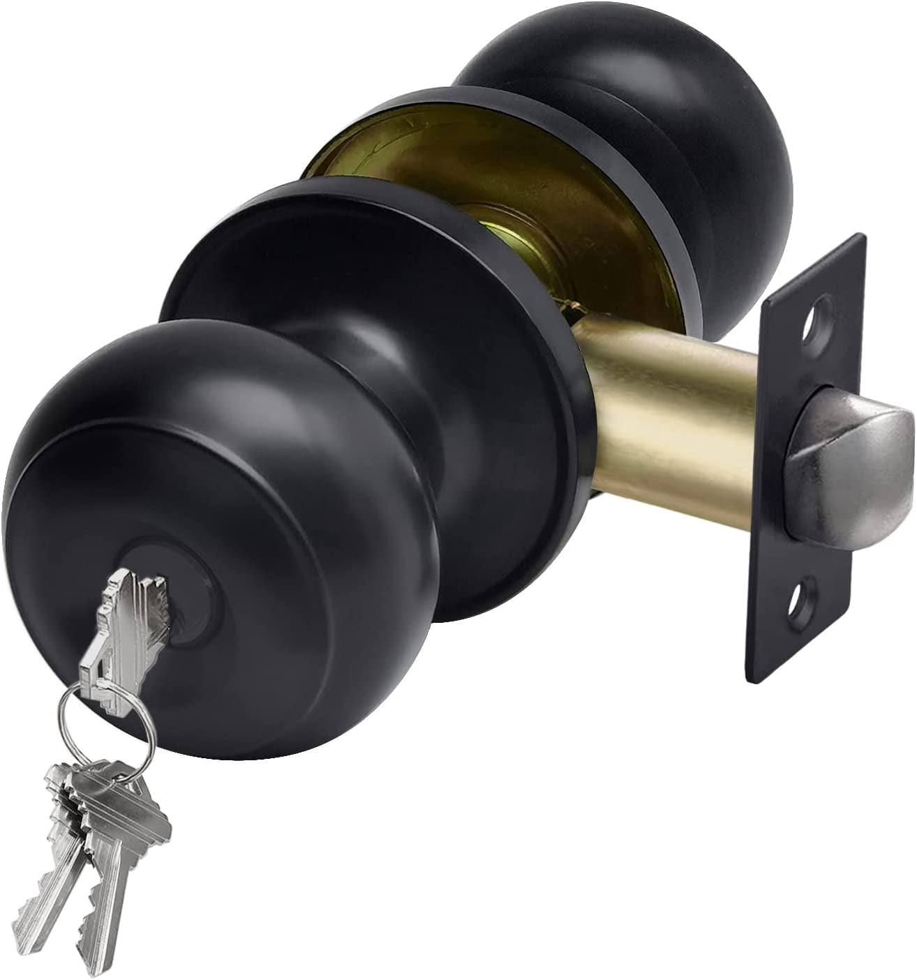 2026 Best Matte Black Keyed Entry Round Ball Doorknob, Heavy Duty ...
