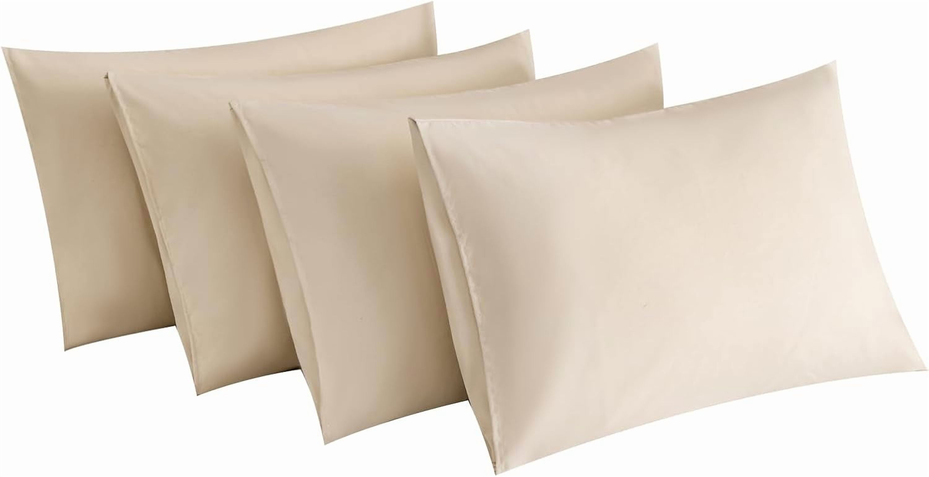 2026 Best Solid Beige Queen Pillowcases 4 Pack 20"×30", Brushed ...