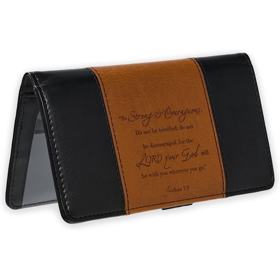 2026 Best Strong & Courageous Checkbook Cover, Black and Tan Faux ...
