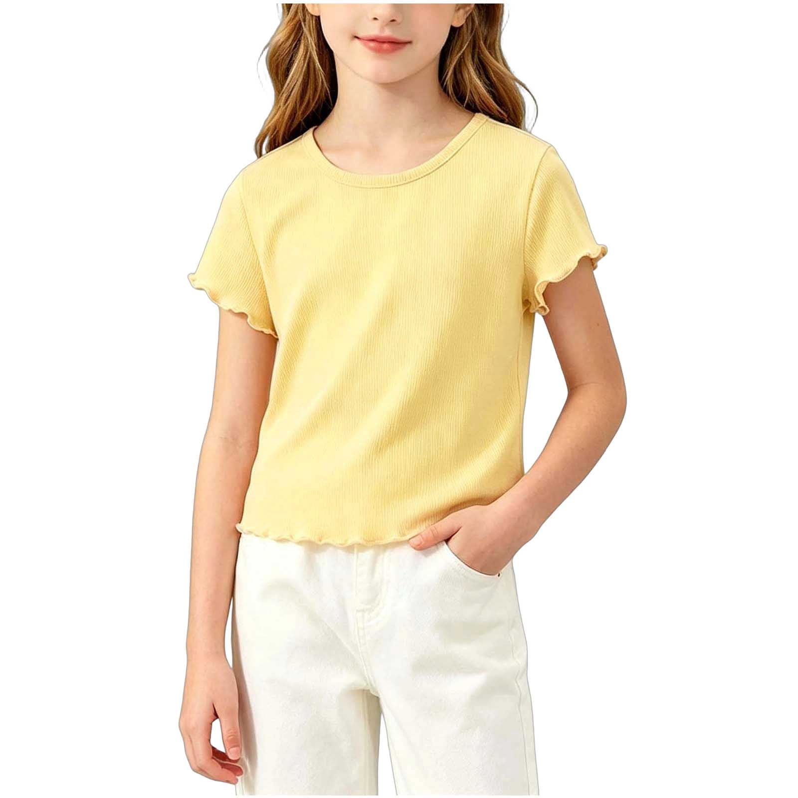 2026 Big Kid Tops for Summer Casual Sweet and Cute Children's Solid ...