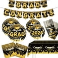 2026 Black and Gold Graduation Party Supplies Tableware Set Party ...