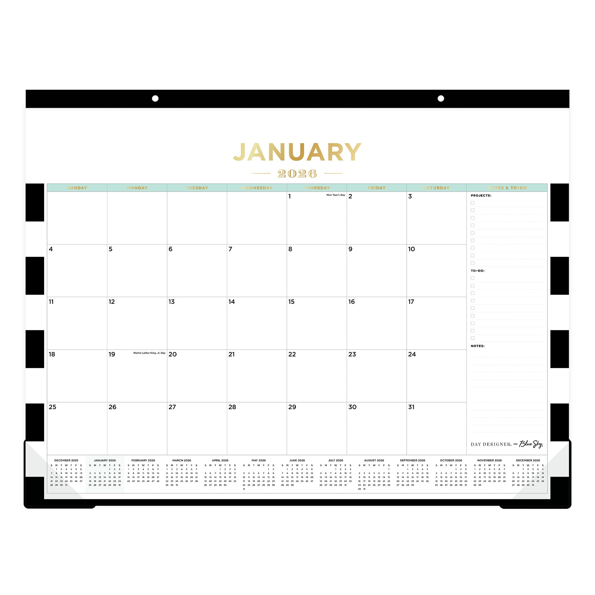 2026 Blue Sky Day Designer Desk Pad Calendar, 22" x 17", Rugby Stripe ...